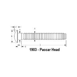 #01903-70620 Avdel Paccar Head Steel Maxlok Lock Bolt, 3/16" Dia., .312 ...