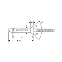 RV6601-0606 Countersunk Head Bulb-tite Rivet, 3/16" Dia.