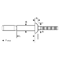 RV6977-8-10XG Steel Dome Head Mega-Grip Rivet, 1/4" Dia.