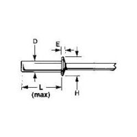AD66H Aluminum/Steel Closed End Dome Head POP Rivet, 3/16" Dia.